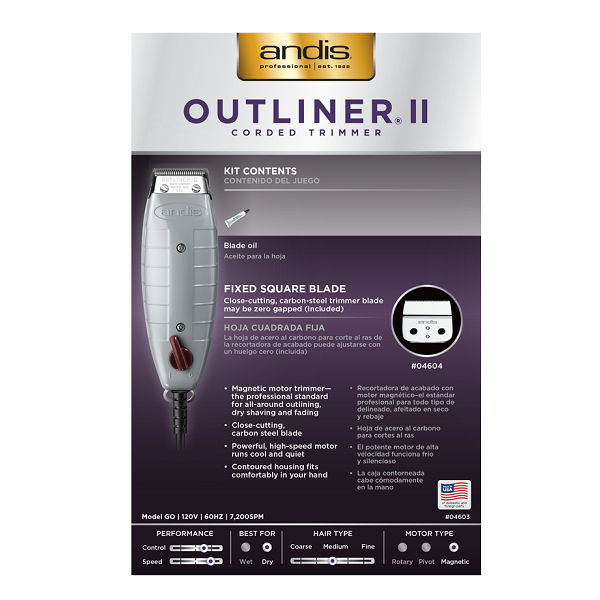 ANDIS Outliner II Square Blade Trimmer #04603 – Beauty Collection